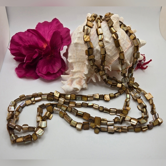 Unmarked | Jewelry | Abalone Shell Nugget Necklace Double Strand Of ...